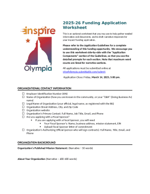 2025-26 Funding Application Worksheet Doc Template | pdfFiller