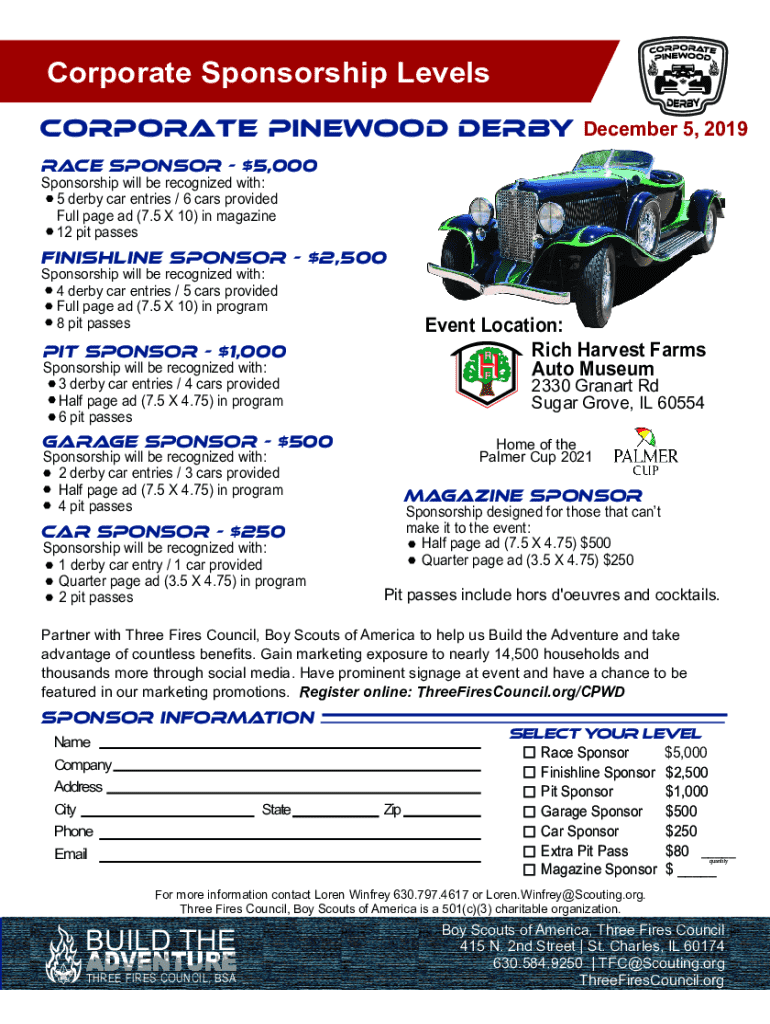 Fillable Online Corporate Sponsorship Levels Fax Email Print - pdfFiller