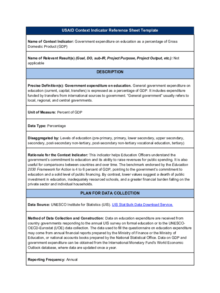 Fillable Online Context Indicators for Education Financing Fax Email ...