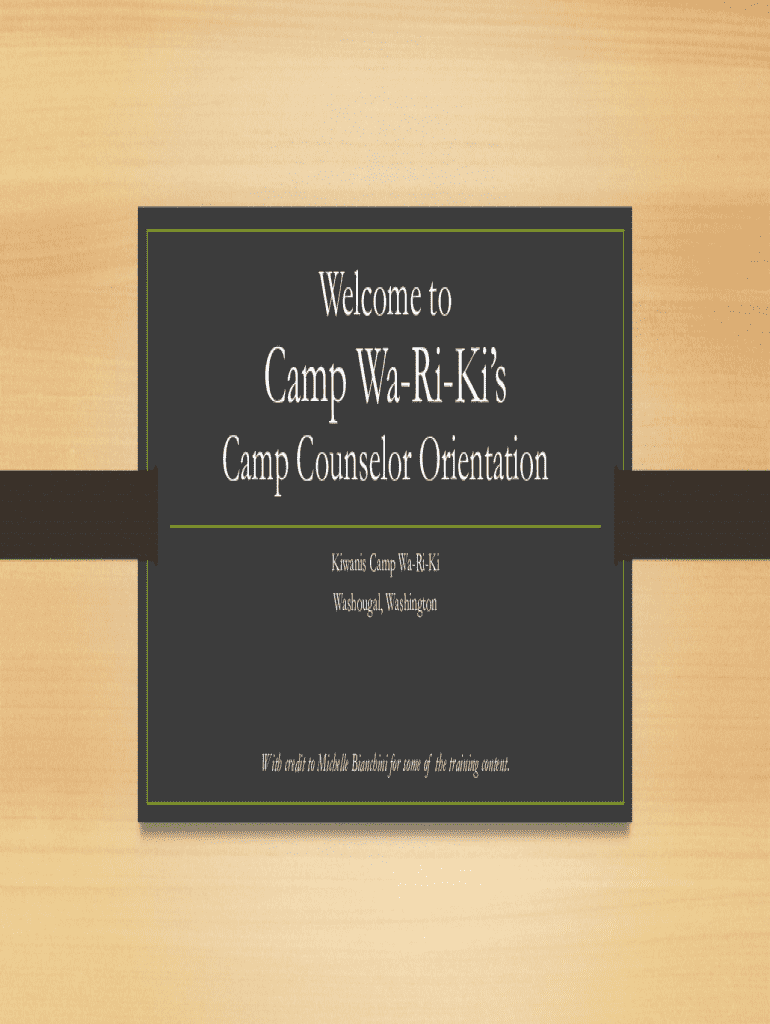 Fillable Online Summer Camp Counselor Training & Orientation Fax Email ...