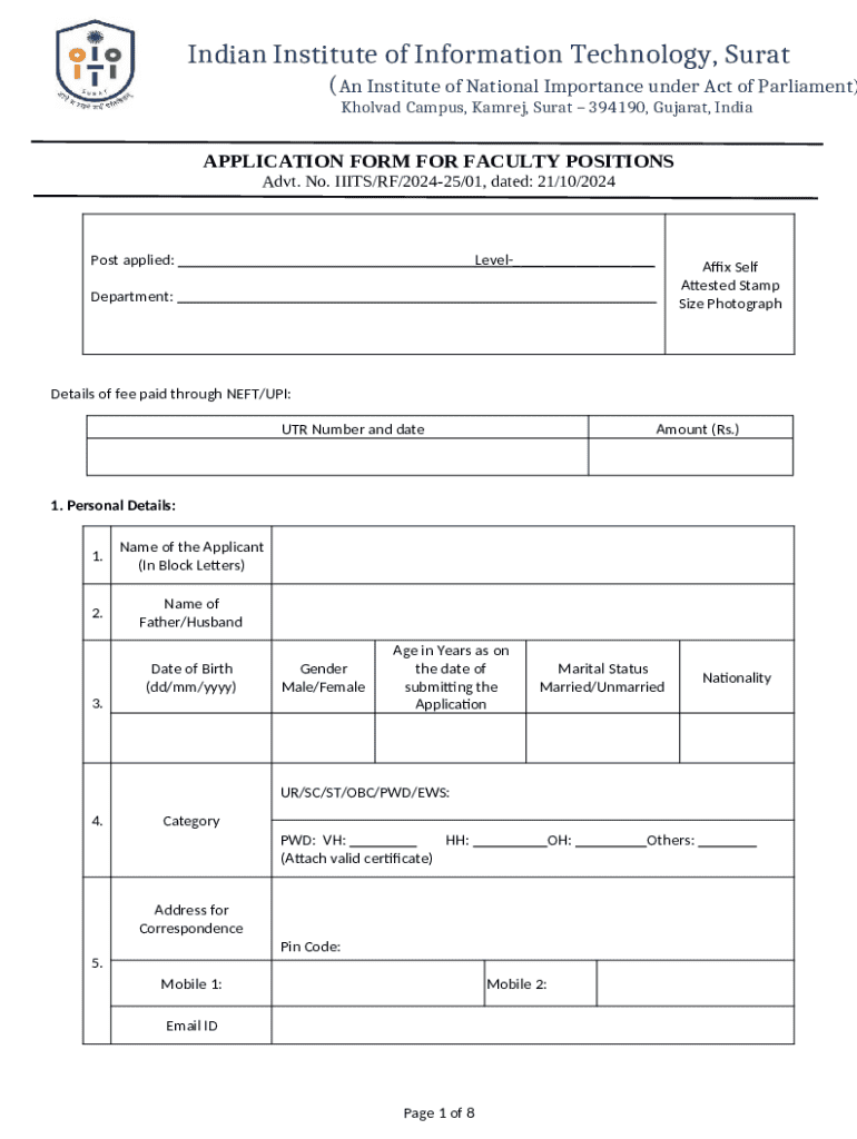 Indian Institute of Ination Technology, Surat Doc Template | pdfFiller