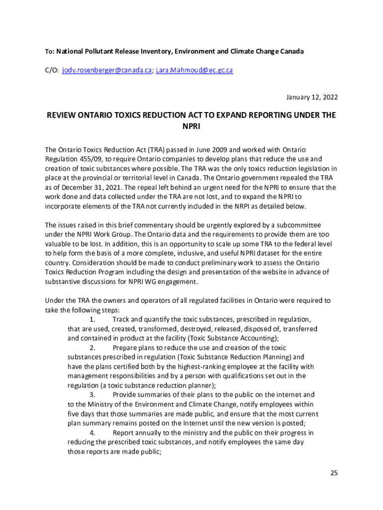 Fillable Online Access to the National Pollutant Release Inventory Fax ...