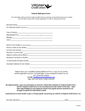 Fillable Online Vehicle Refinance Application Fax Email Print - pdfFiller