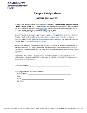 Fillable Online Campus Catalyst Grant Application Sample Fax Email Print - pdfFiller