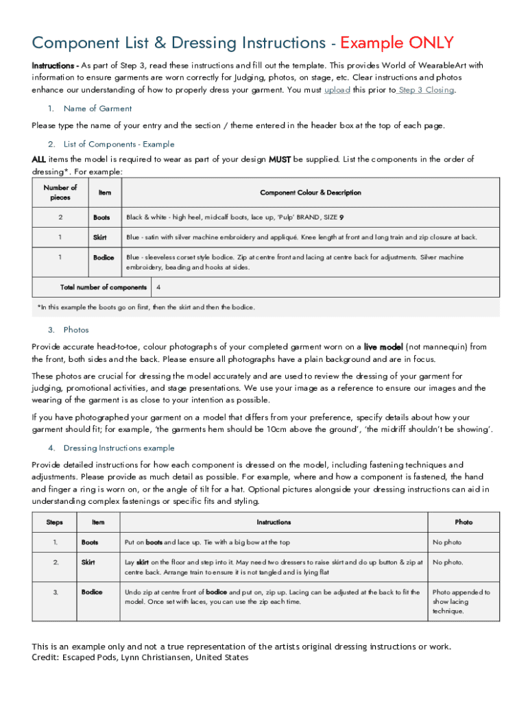 Fillable Online Garment Dressing Instructions Fax Email Print - pdfFiller