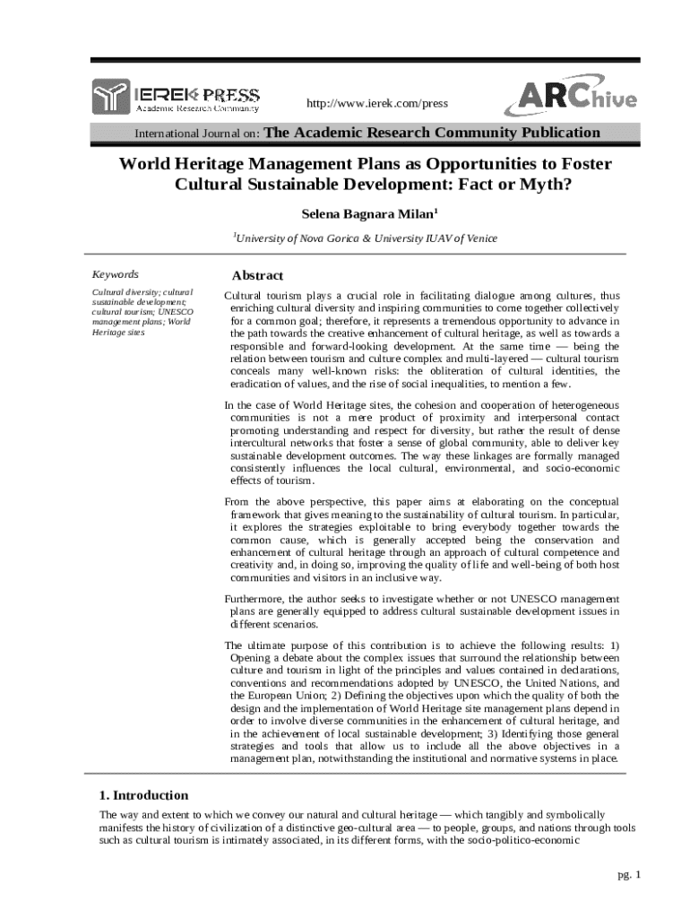 World Heritage Management Plans as Opportunities to Foster ... Doc ...