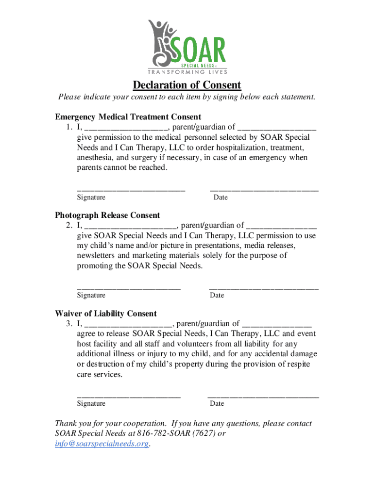 Fillable Online Please indicate your consent to each item by signing ...