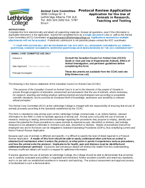 Animal Use Protocol Review Application Doc Template | pdfFiller