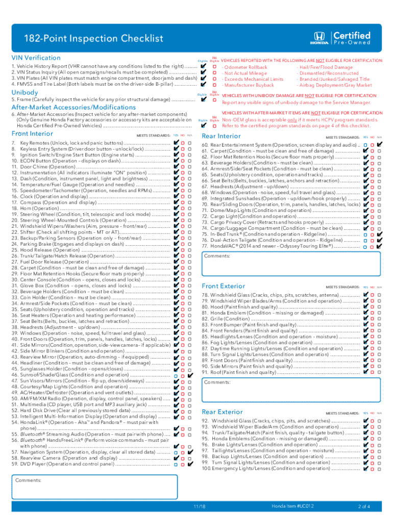 This Document Outlines A Detailed Checklist Used For Mechanical ...