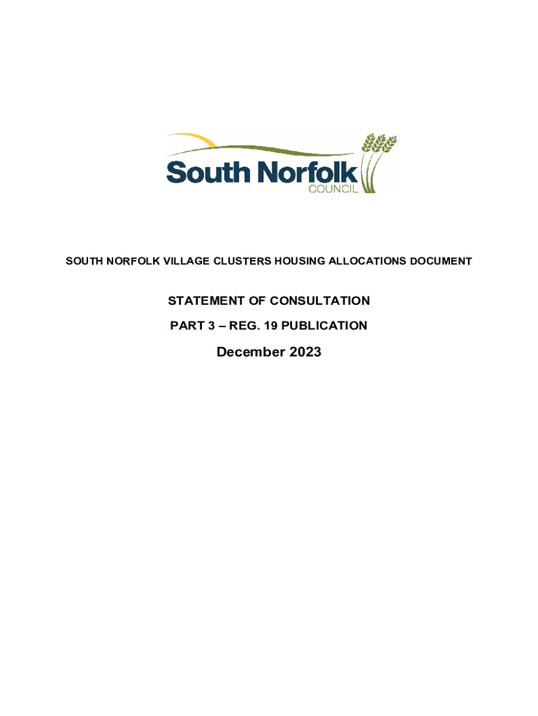 Fillable Online Statement of Consultation Part 3 - Reg. 19 Publication ...