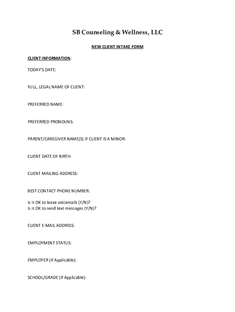 Fillable Online Client Intake and Consent Documentation Fax Email Print ...