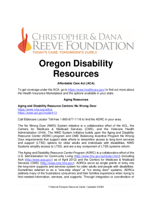 Fillable Online Oregon Disability Resources Fax Email Print - pdfFiller
