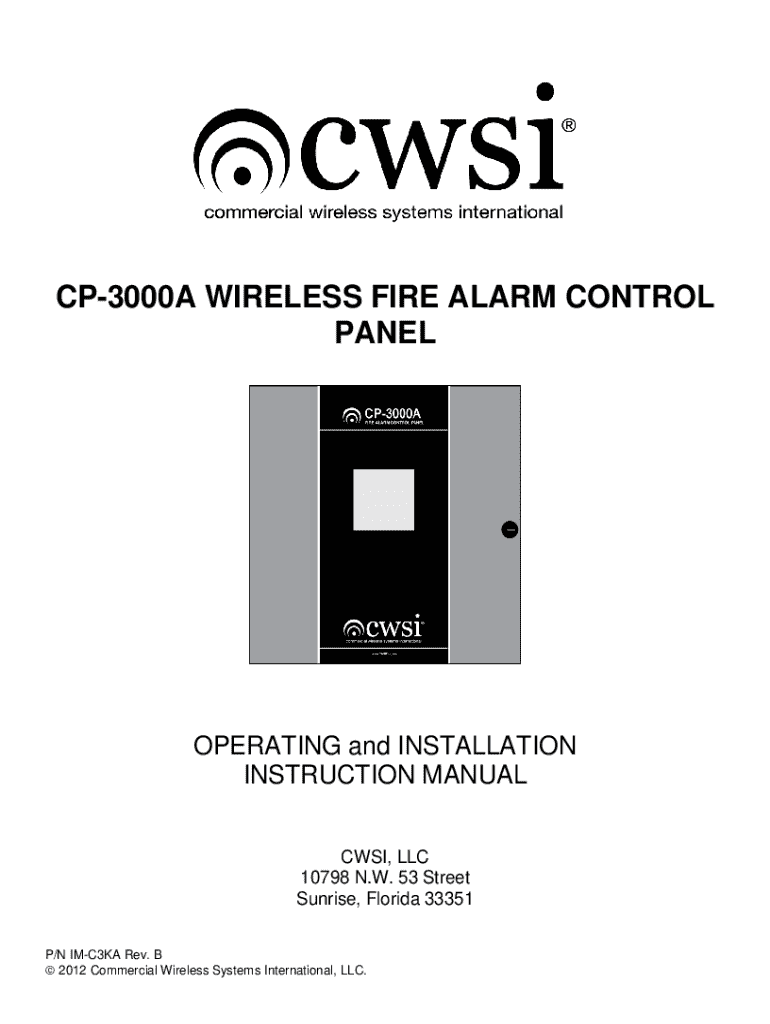 Fillable Online Cp-3000a Wireless Fire Alarm Control Panel Fax Email Print - pdfFiller