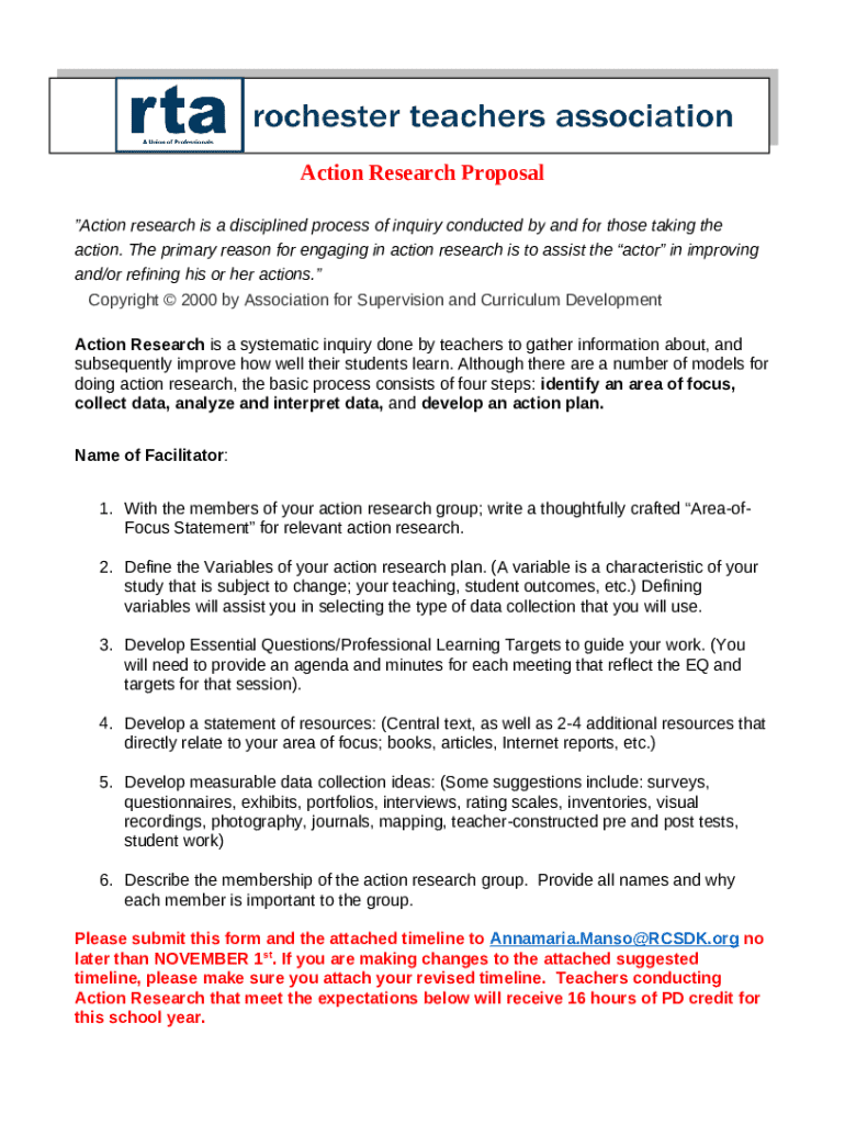 Action Research Proposal Doc Template | pdfFiller