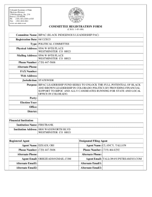 Fillable Online Bipac (black Indigenous Leadership Pac) Registration Fax Email Print - pdfFiller