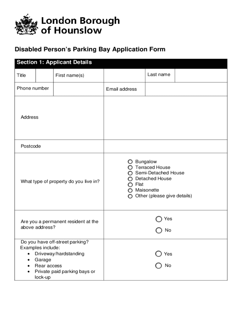Fillable Online Residential Handicap Parking Application Instructions ...