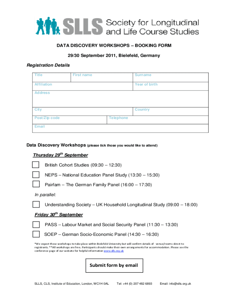 Fillable Online Data Discovery Workshops Registration Fax Email Print - pdfFiller