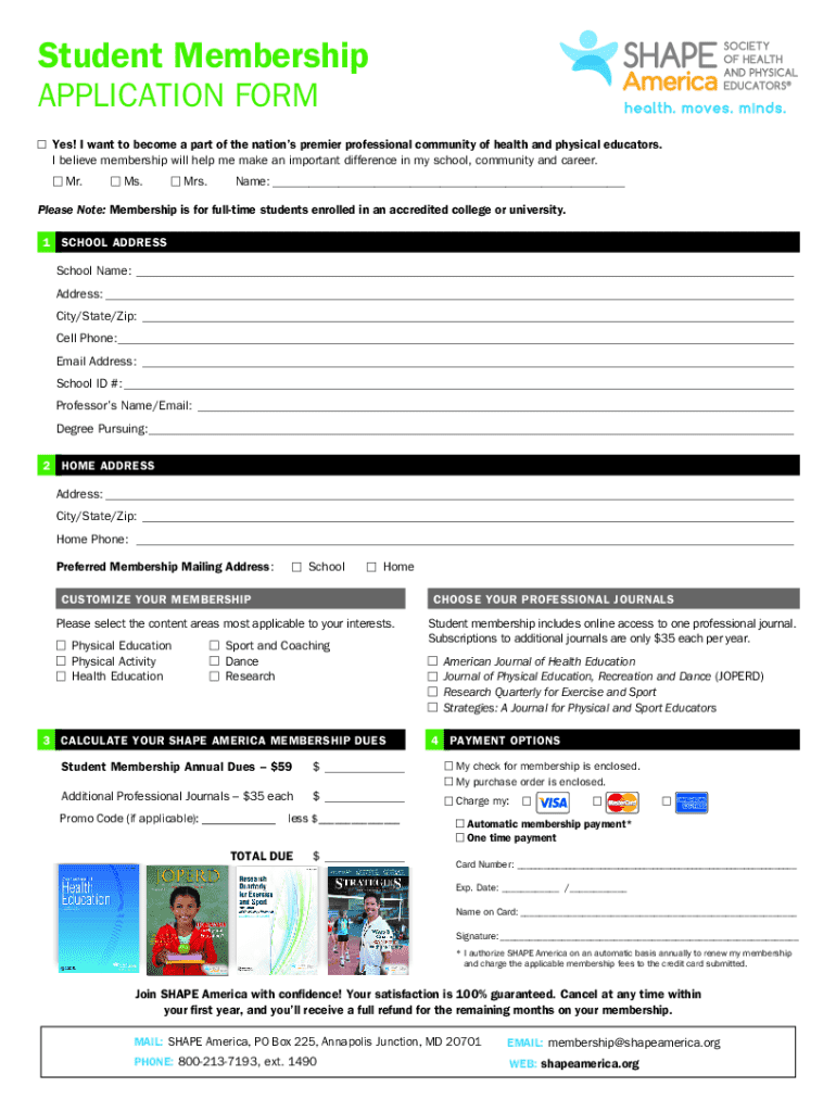 Fillable Online Student Membership - APPLICATION FORM Fax Email Print - pdfFiller