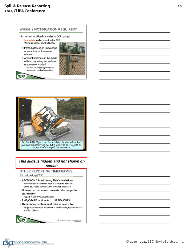 Fillable Online Spill & Release Reporting 2024 Cupa Conference Fax ...