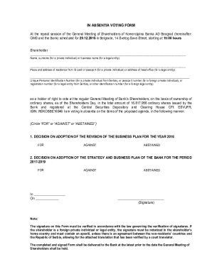 Fillable Online in Absentia Voting Form for General Meeting of ...