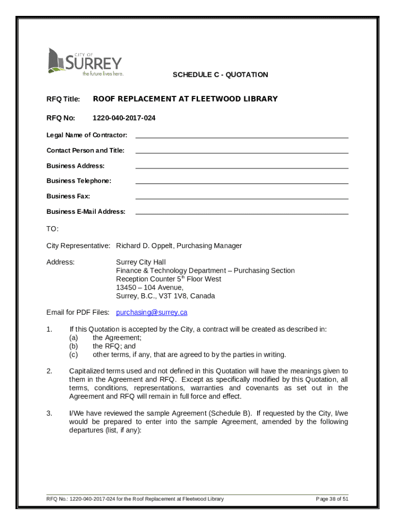 Roof Replacement Quotation Doc Template | pdfFiller