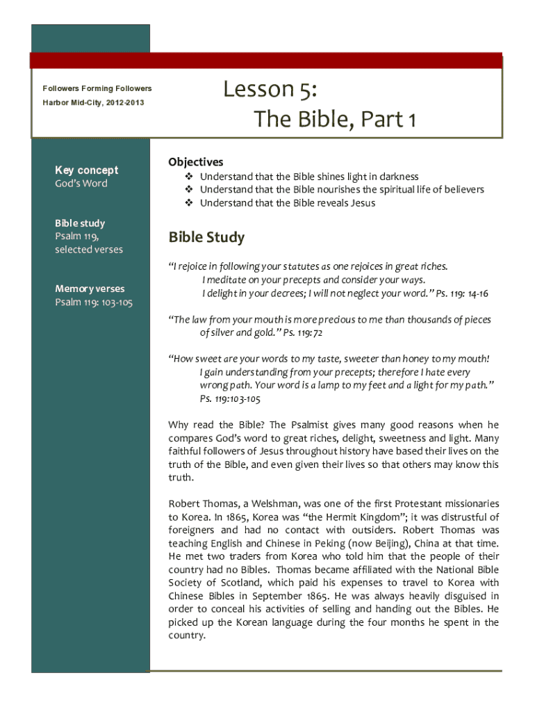 Fillable Online Psalm 119:105 Shows Us How Reading The Bible Impacts ...