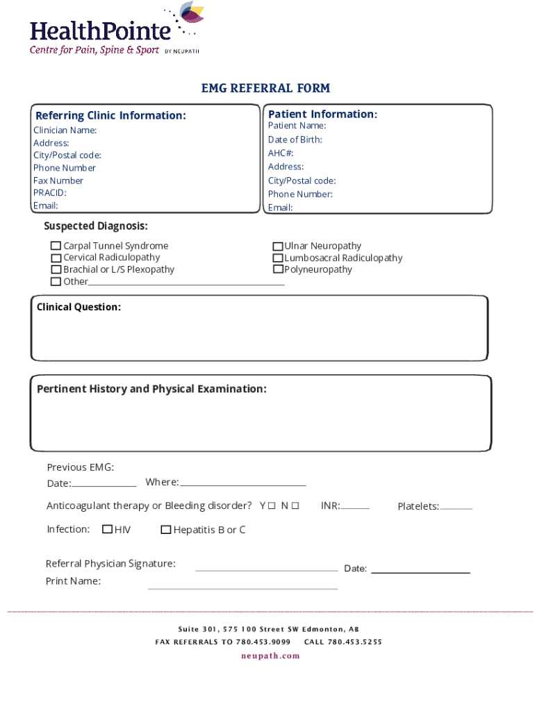 Fillable Online Referral Form: EMG Massachusetts General Hospital Fax ...
