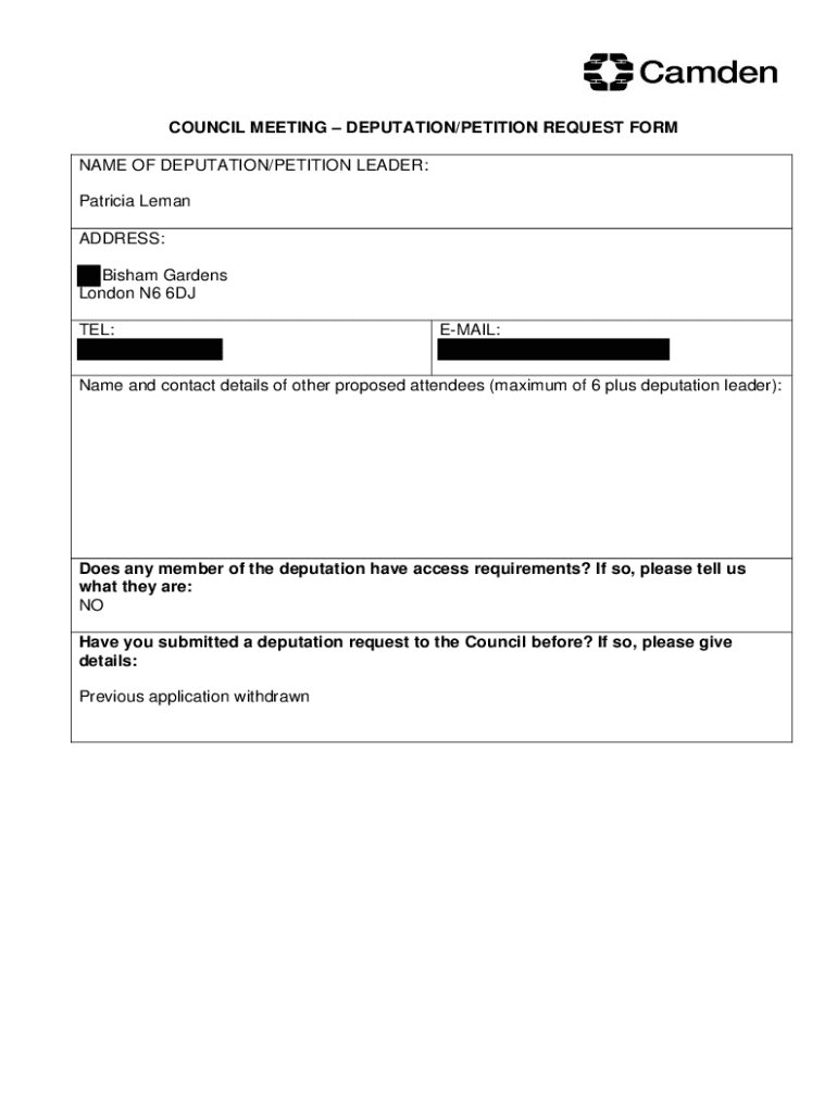 Fillable Online deputation/petition request form Fax Email Print ...
