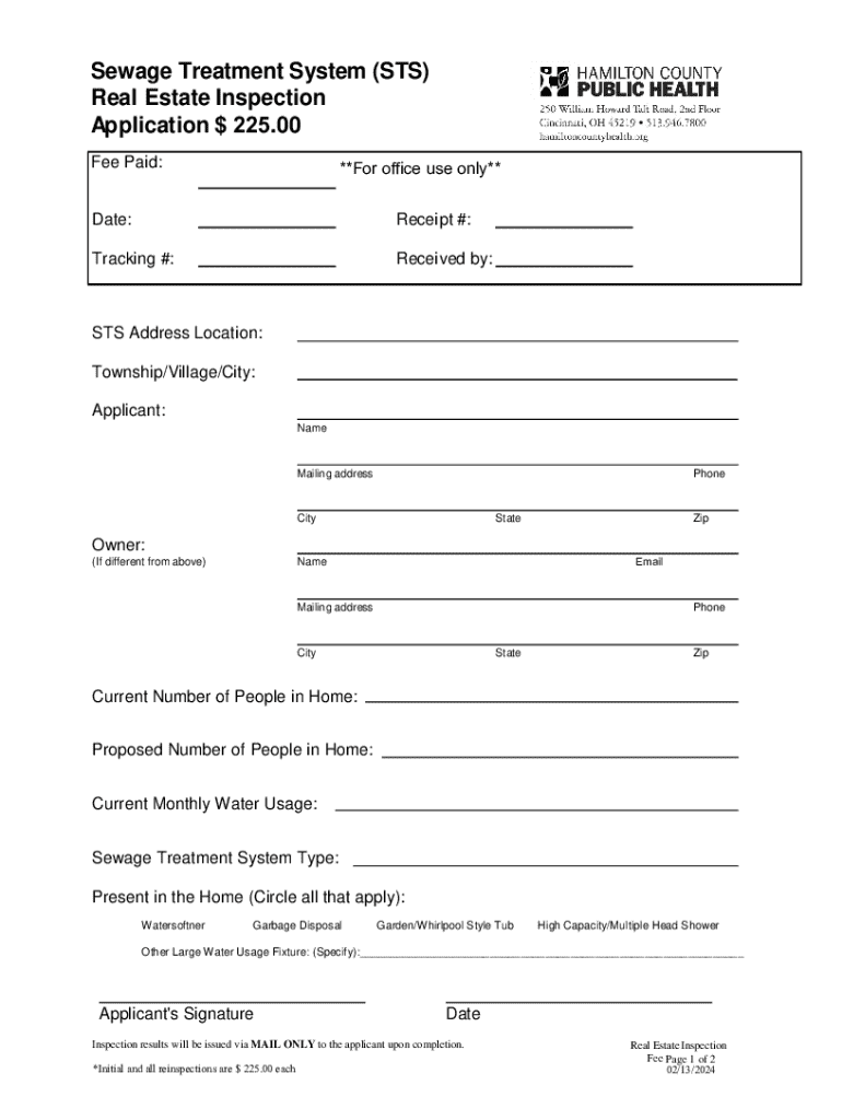 Fillable Online Sewage Treatment System (STS) Real Estate Inspection ... Fax Email Print - pdfFiller