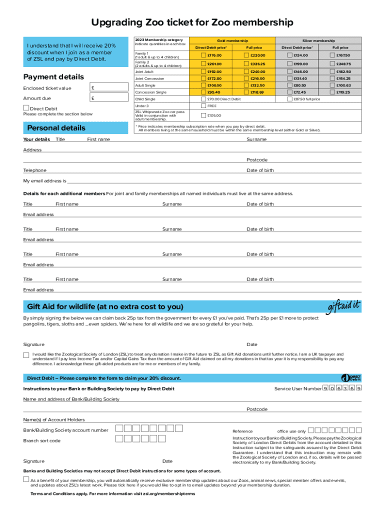 Fillable Online Upgrade Your Zoo Ticket to Membership Fax Email Print ...
