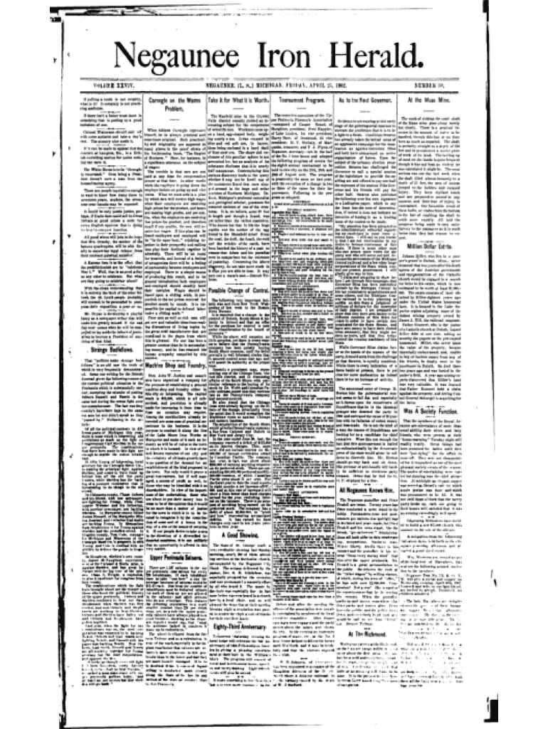 Fillable Online Negaunee Iron Herald Weekly News Fax Email Print ...