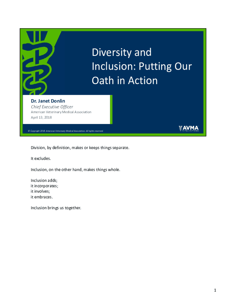 Fillable Online Diversity and Inclusion: Putting Our Oath in Action Fax Email Print - pdfFiller