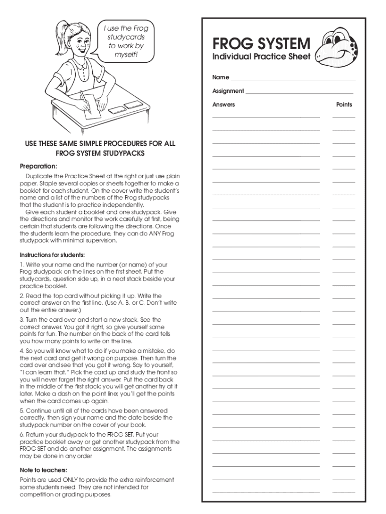 Fillable Online Frog System Individual Practice Sheet Fax Email Print - pdfFiller