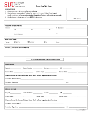 Fillable Online Time Conflict Justification Form Fax Email Print ...