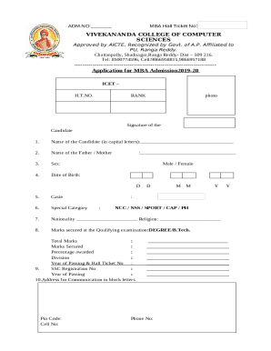 Mba Admission Application 2019-20 Doc Template | pdfFiller