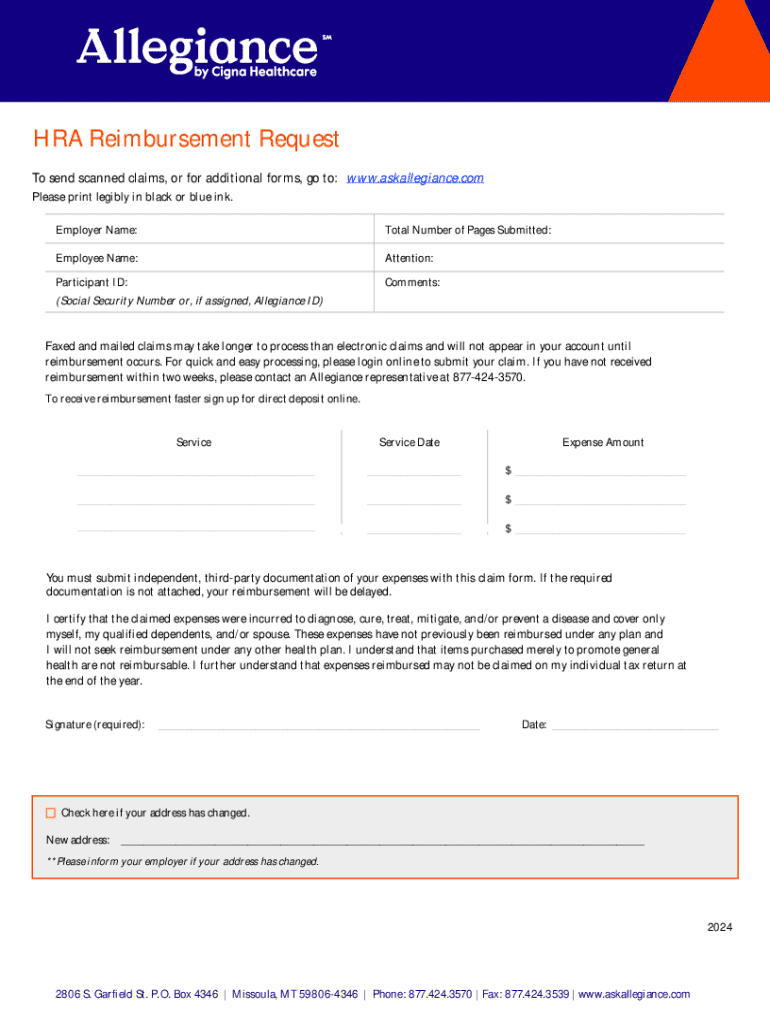 Fillable Online Fillable Online HRA Claim Form / Deductible Expenses ...