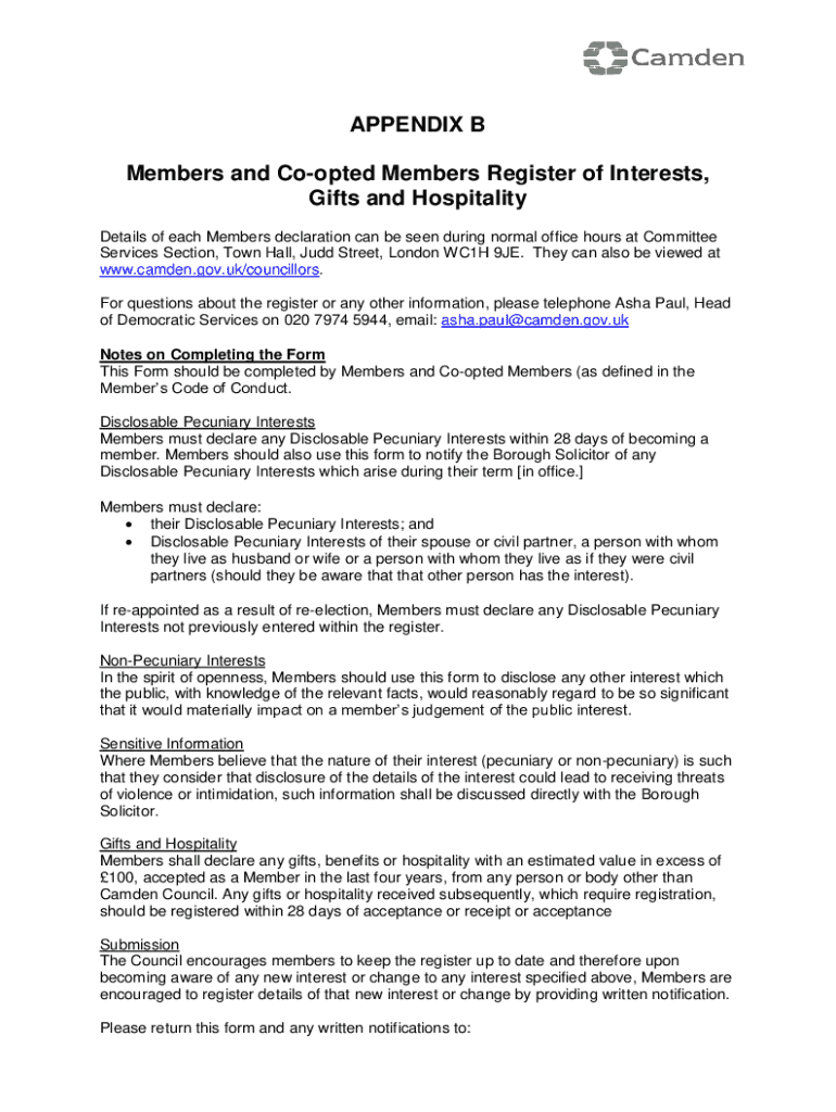 Fillable Online Appendix D - Standards Report Part 2 Members register ...