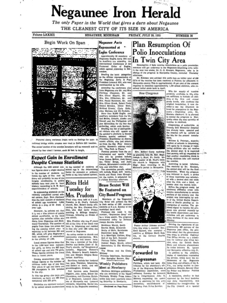 Fillable Online Negaunee Iron Herald - July 29, 1955 Fax Email Print ...