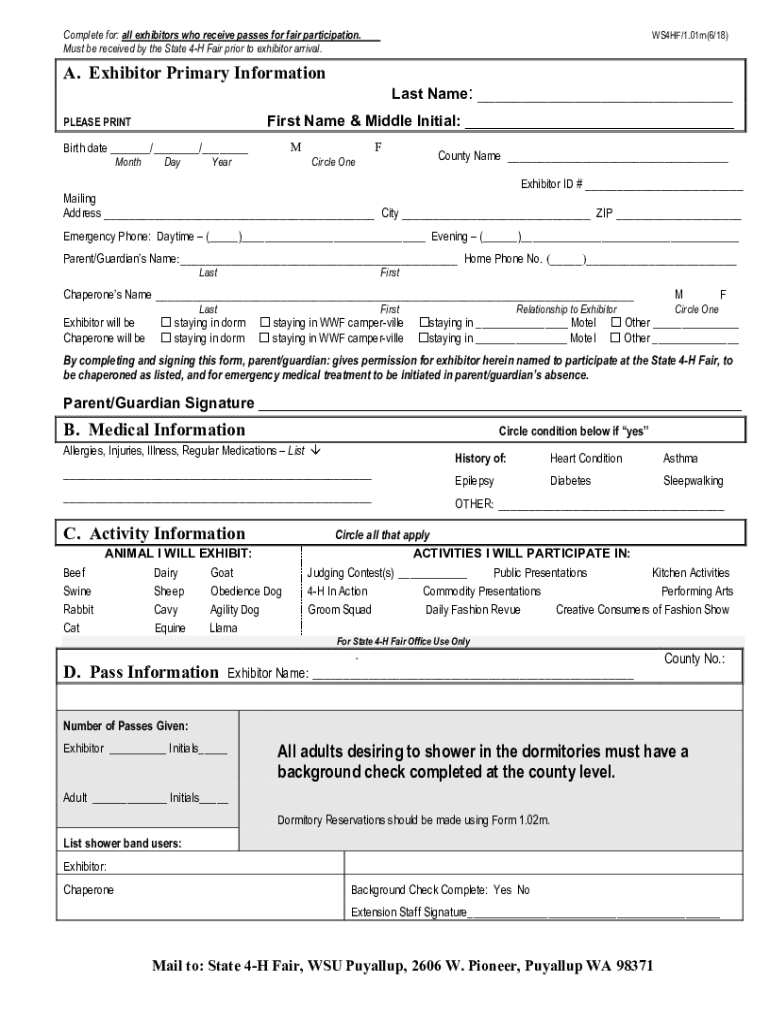 Fillable Online State 4-h Fair Exhibitor Form Fax Email Print - pdfFiller
