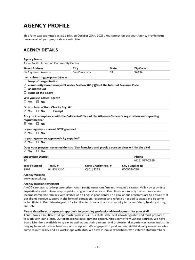 Fillable Online Agency Profile Submission Fax Email Print - pdfFiller