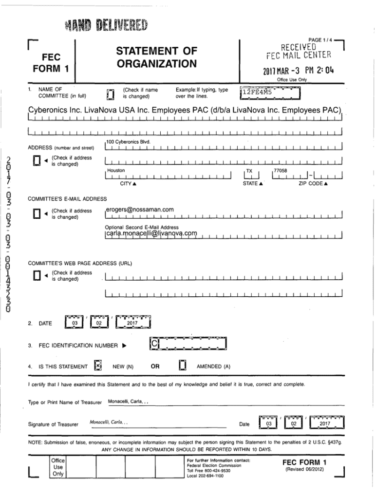 Fillable Online Statement of Organization Fax Email Print - pdfFiller