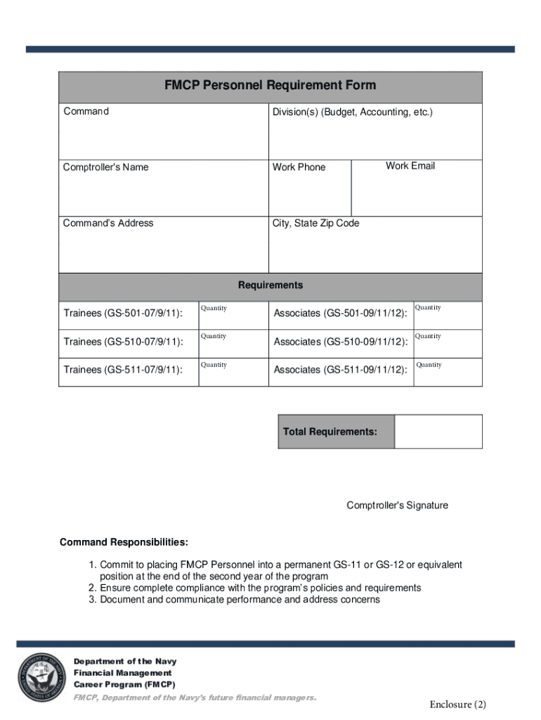 FMCP Personnel Requirement Form - Fill Online, Printable, Fillable ...