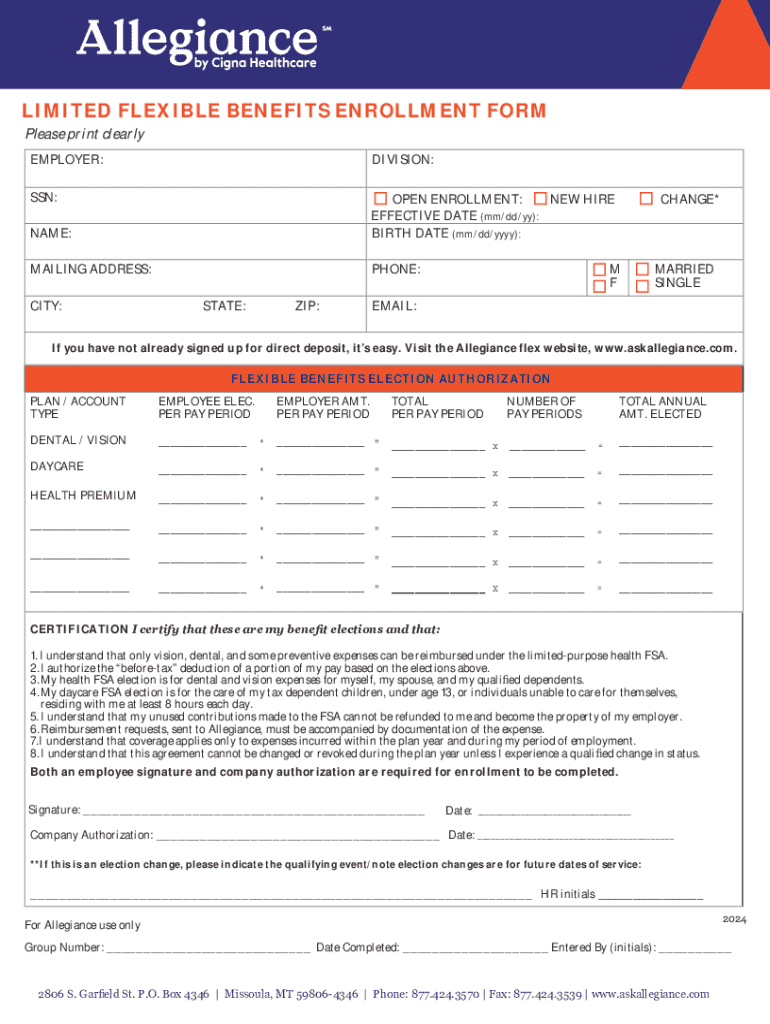 Fillable Online Limited Flexible Benefits Enrollment Fax Email Print - pdfFiller