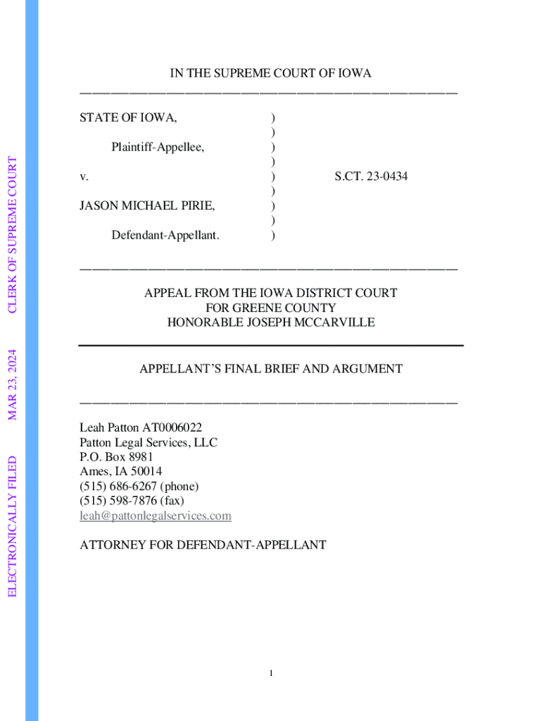 Fillable Online State of Iowa V. Jason Michael Pirie Fax Email Print ...