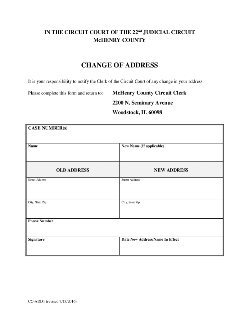 Fillable Online Change of Address Notification Fax Email Print - pdfFiller