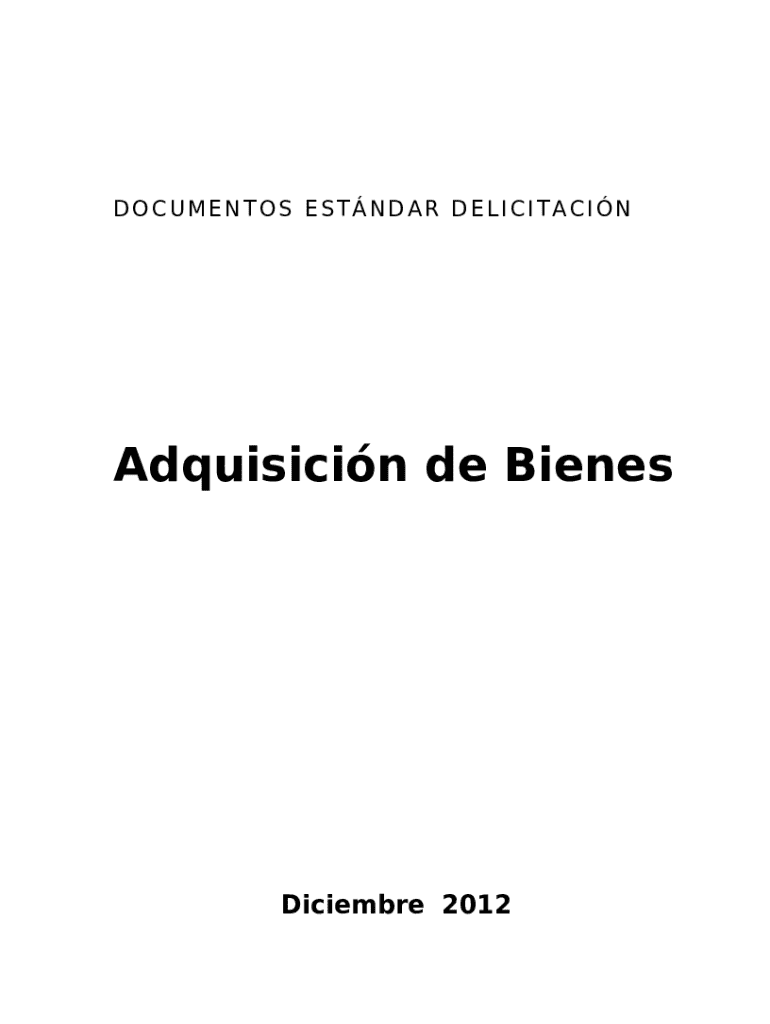 Documentos Estndar de Licitacin (DEL) para Adquisicin de Bienes Doc Template | pdfFiller