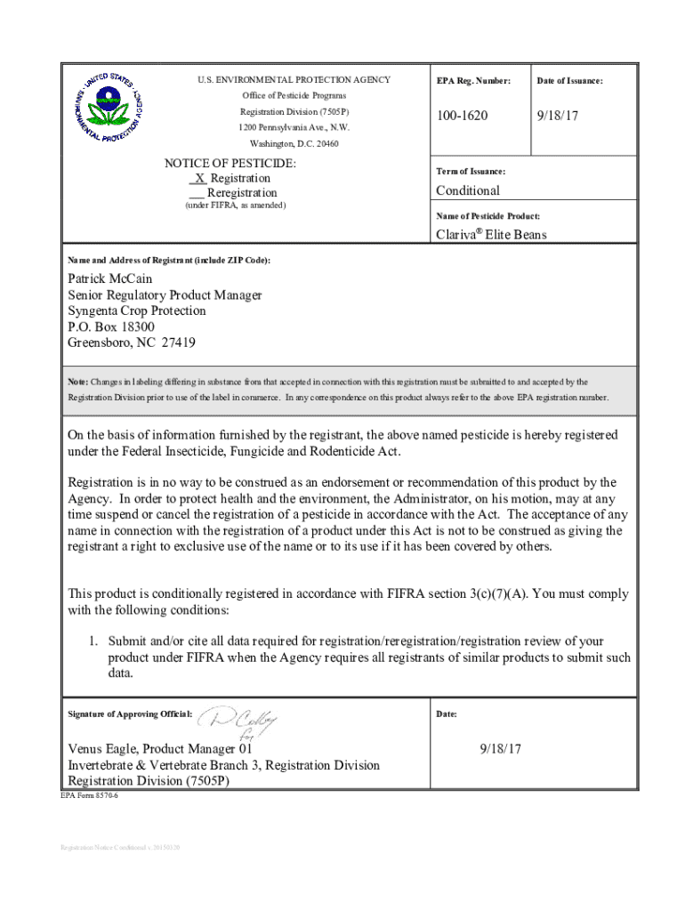 Fillable Online US EPA, Pesticide Product Label, Clariva Elite Beans,09 ...