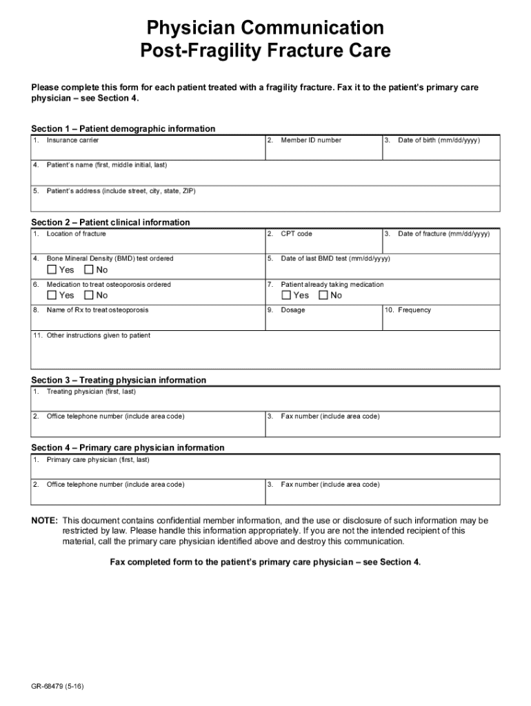 Fillable Online Post-fragility Fracture Care Form Fax Email Print ...