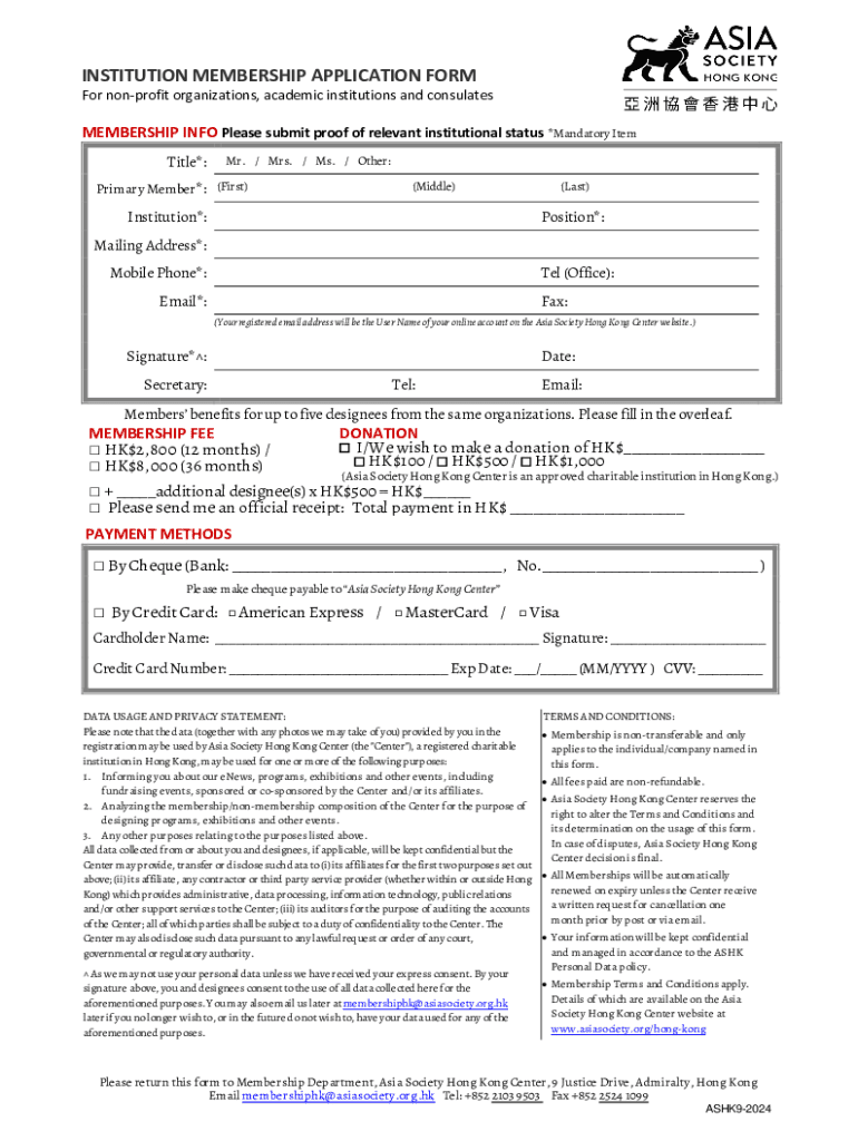 Fillable Online Membership Application for Non-profit Organizations and ...