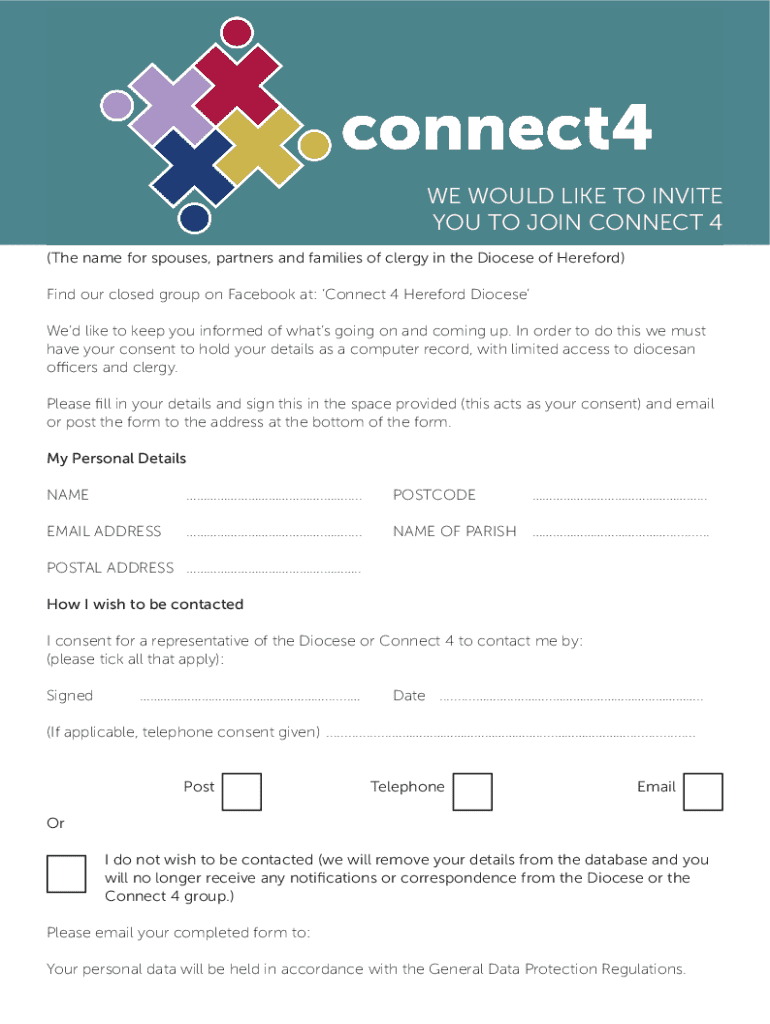 Fillable Online WE WOULD LIKE TO INVITE YOU TO JOIN CONNECT 4 Fax Email Print - pdfFiller